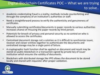 Blockchain Poc for Certificates and Degrees | PPTX
