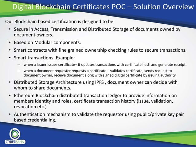 Blockchain Poc for Certificates and Degrees | PPT