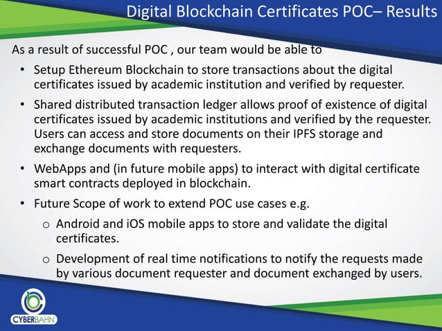 Blockchain Poc for Certificates and Degrees | PPT