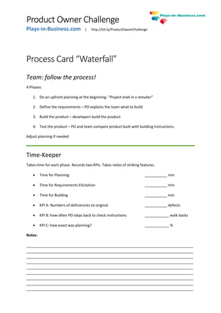Product Owner Challenge 3.0 - Process cards | PDF
