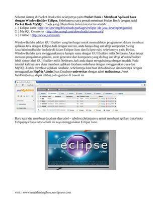 Pocket book window builder eclipse | PDF