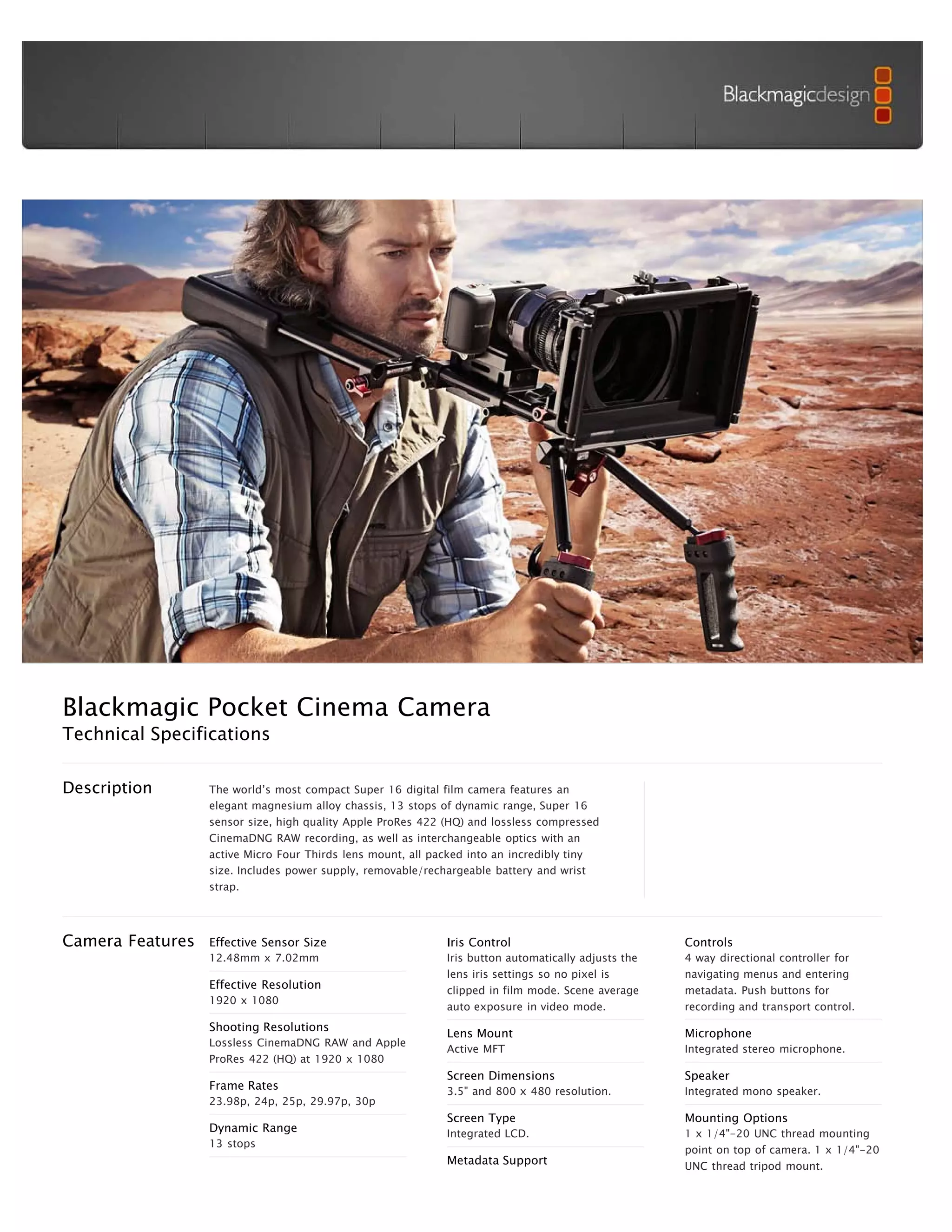 Blackmagic Design Pocket Cinema Camera Brochure | PDF | Cameras and ...