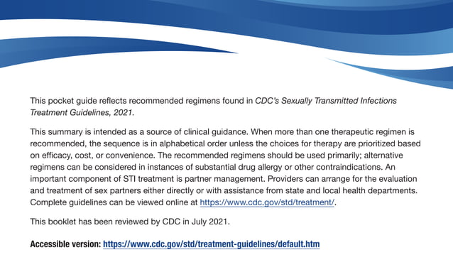 pocket guide Sexually Transmitted Infections Summary of CDC Treatment ...