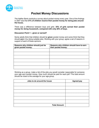 Pocket money discussion points | DOC