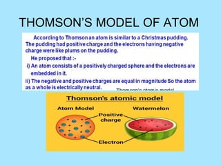 THOMSON & RUTHERFORD MODEL 2 ch4 structure of atom cl ix | PPT