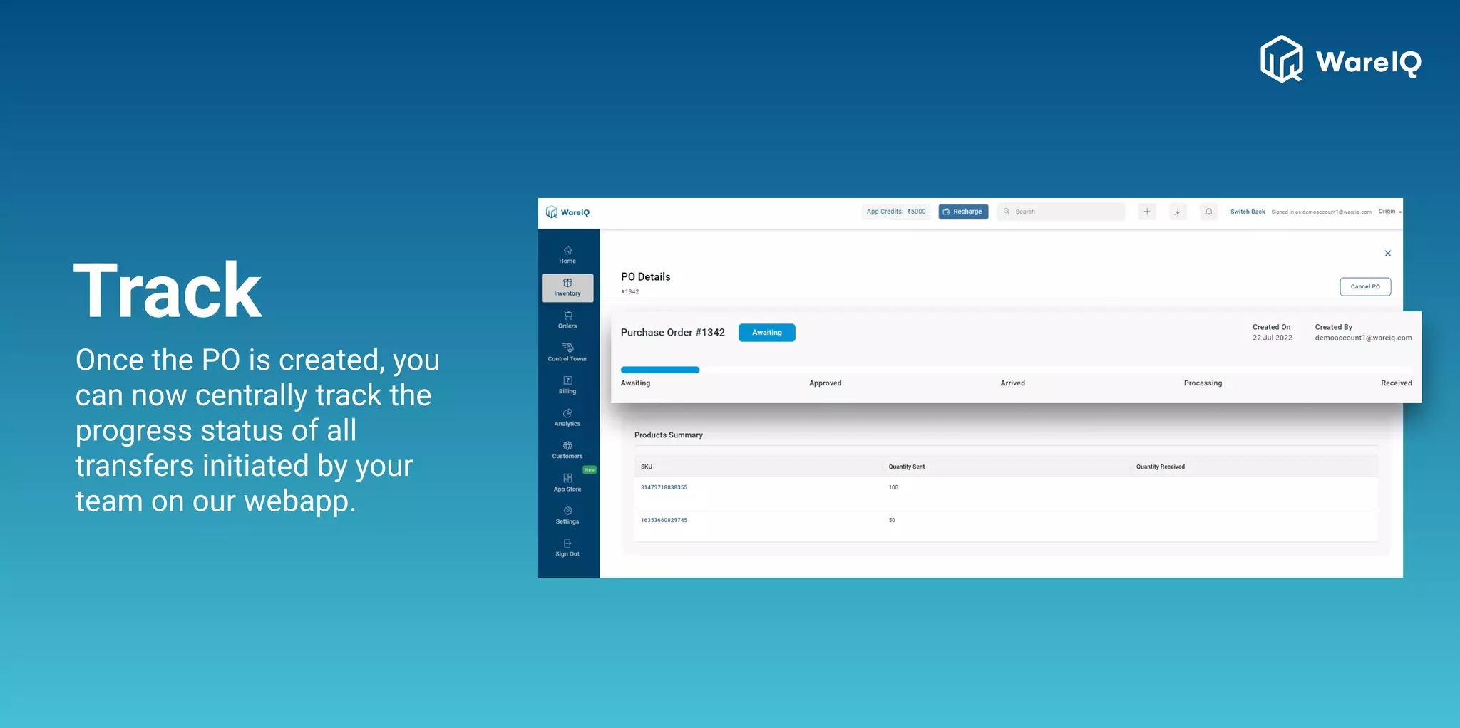 WareIQ PO Creation and Tracking | PPT