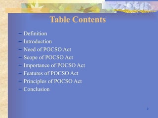 POCSO-ACT - THE DETAILED OVERVIEW ABOUT POCSO | PPTX