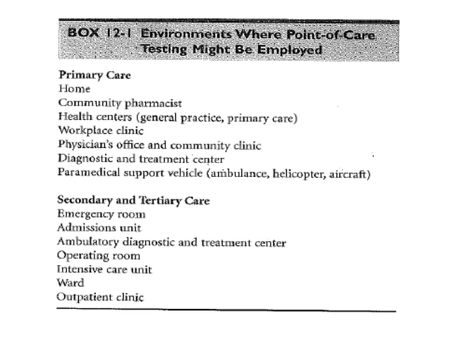 Point of care testing ( POCT) | PDF | Medical Tests | Medical Health