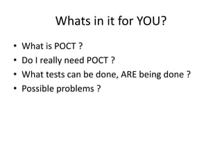Poct in your pediatric OPD practice | PPT