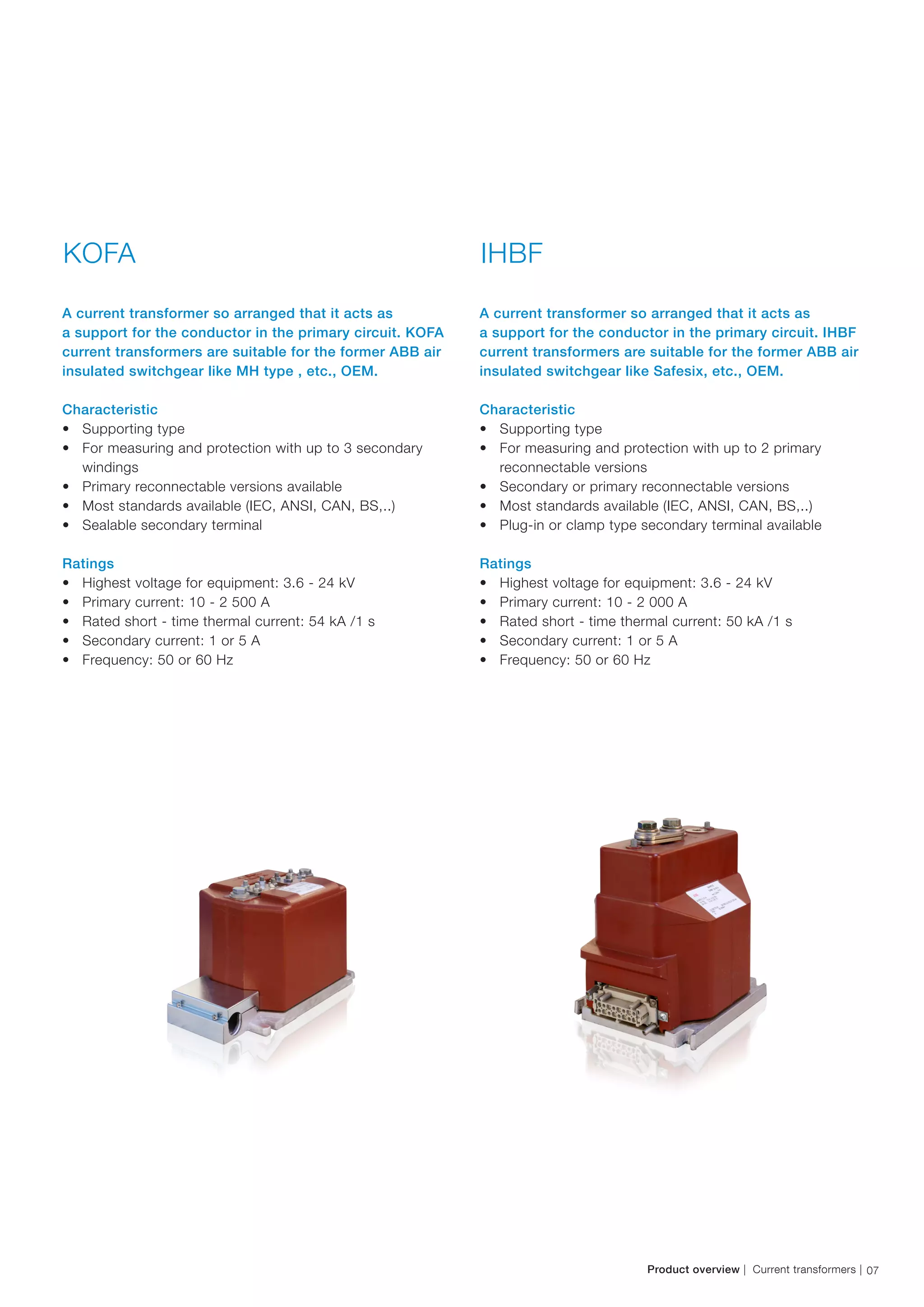 ABB Indoor Current & Voltage Transformers - Instrument Transformers For ...