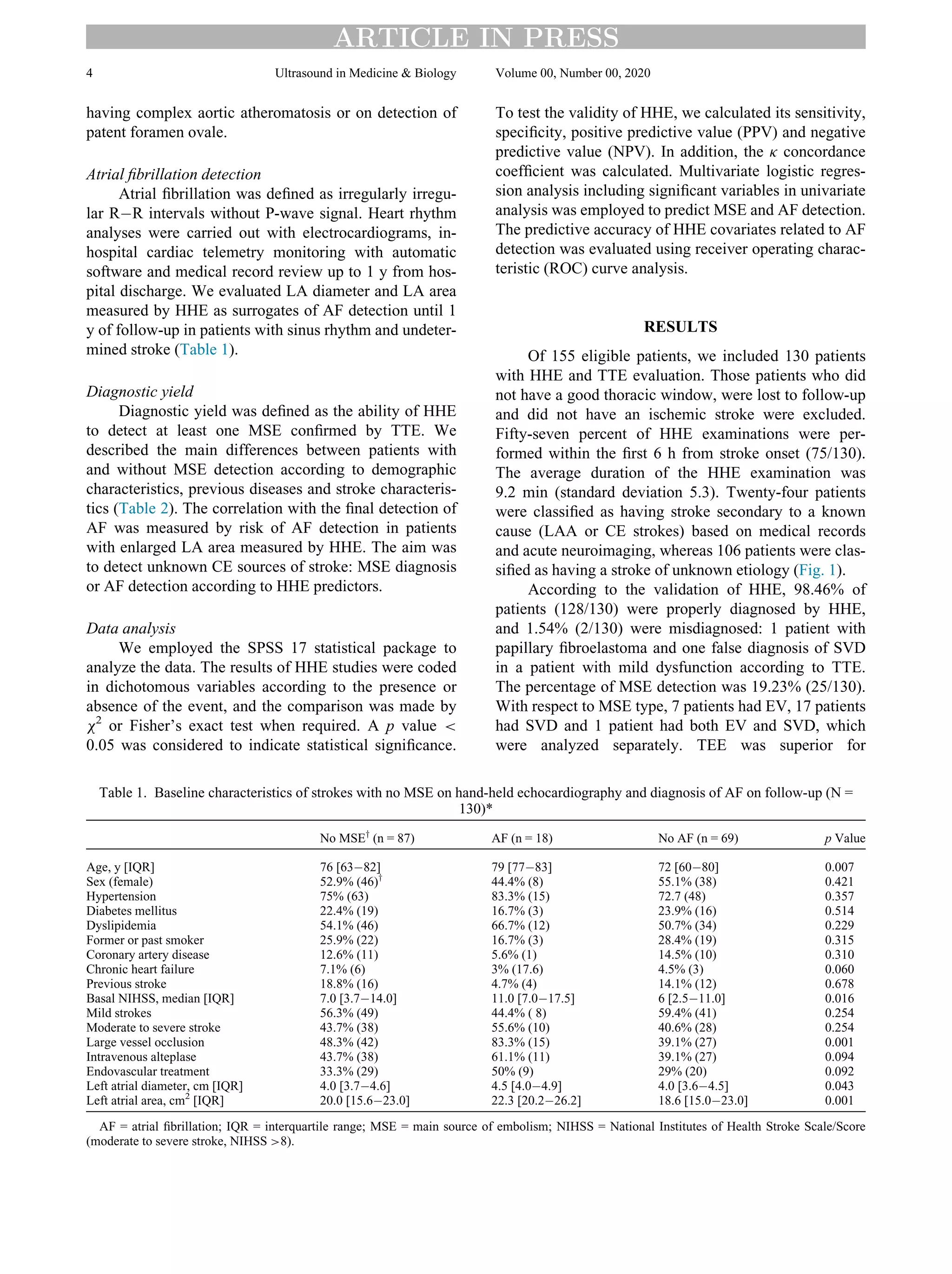 Pocus in acute ischemic stroke.docx | Heart and Cardiovascular Diseases | Diseases and Conditions