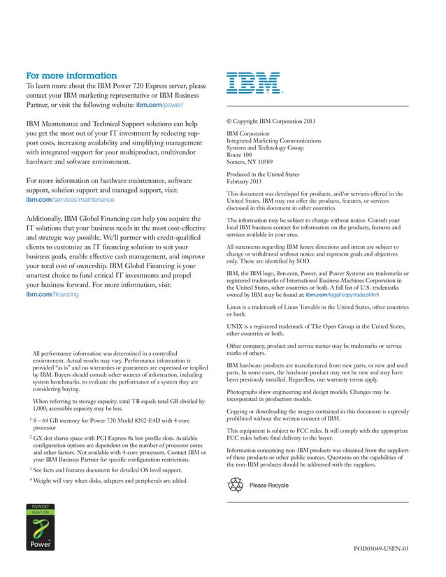 IBM Power 720 Express server | PDF