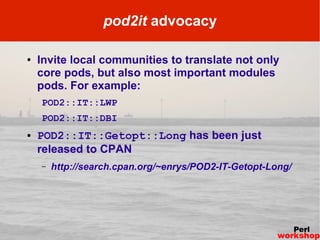 POD2::* and Perl translation documentation project | PPT