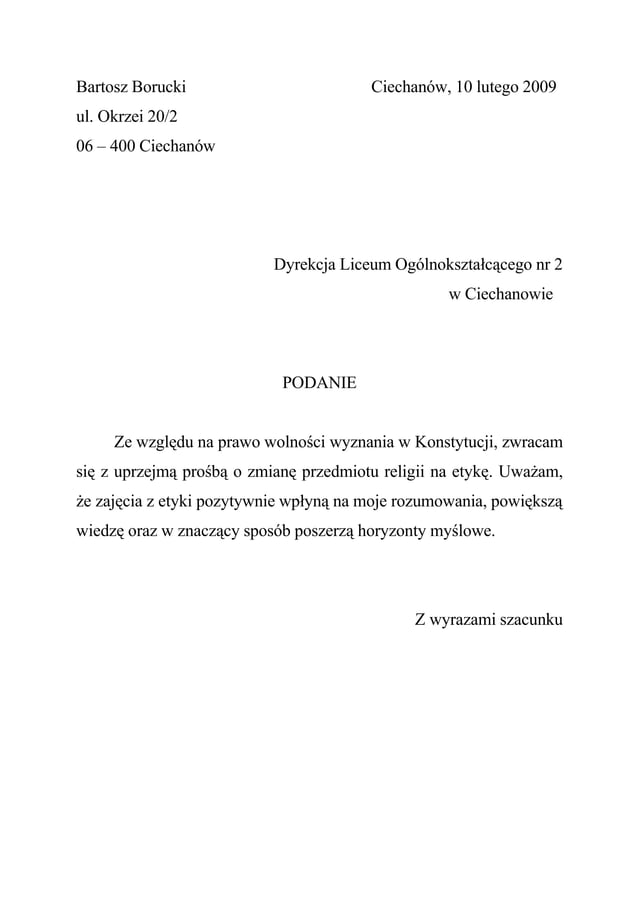 Podanie Etyka podanie-etyka