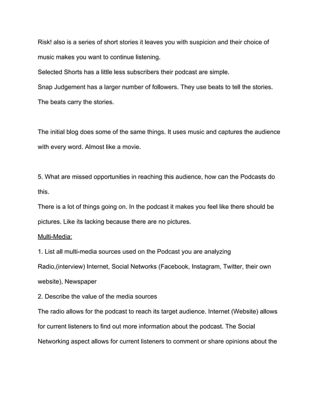 Podcast analysis | PDF