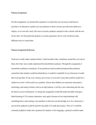 Podcast Assignment Reflection | PDF