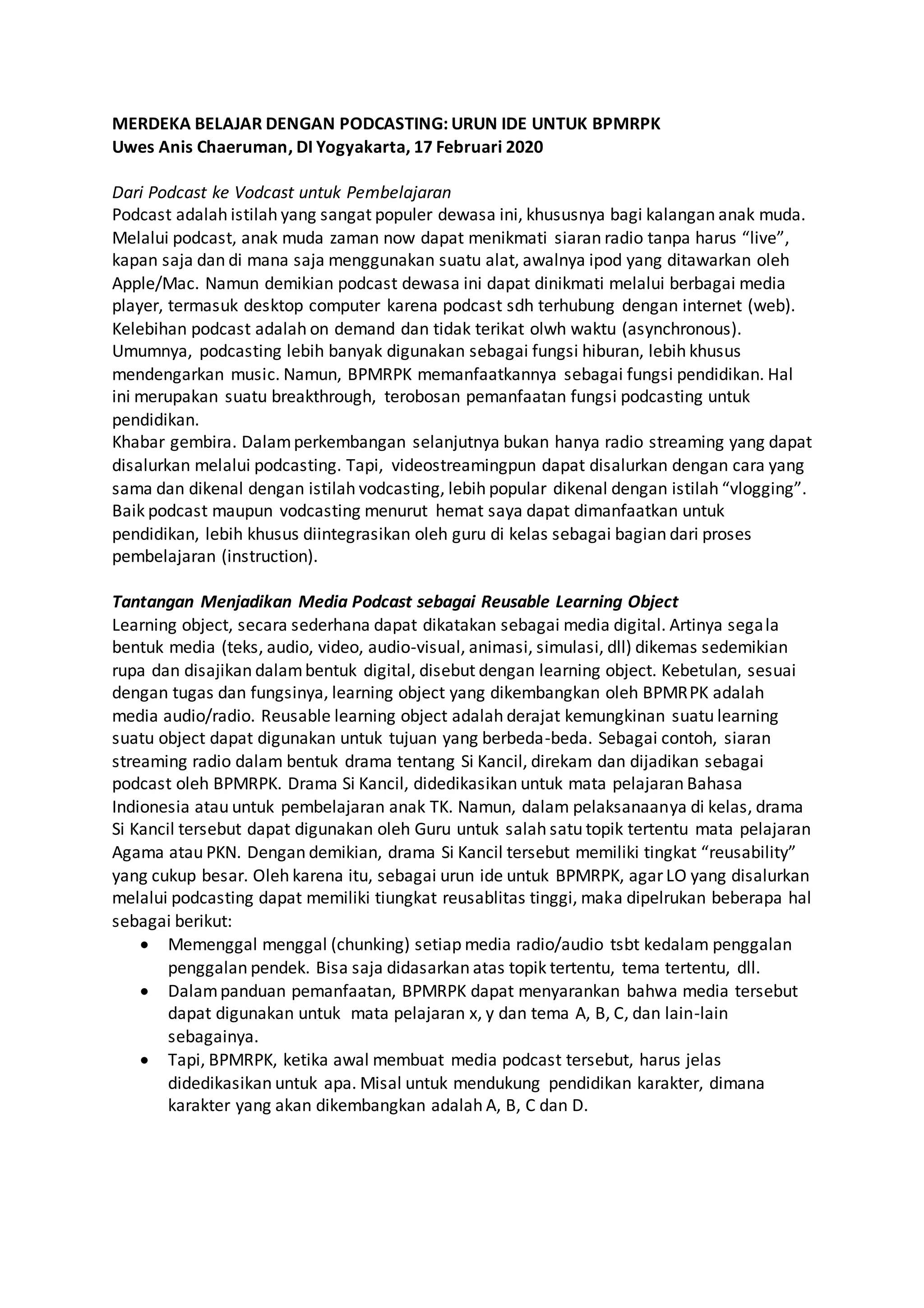 MERDEKA BELAJAR DENGAN PODCASTING | DOCX