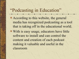 Podcasting In Education | PPT