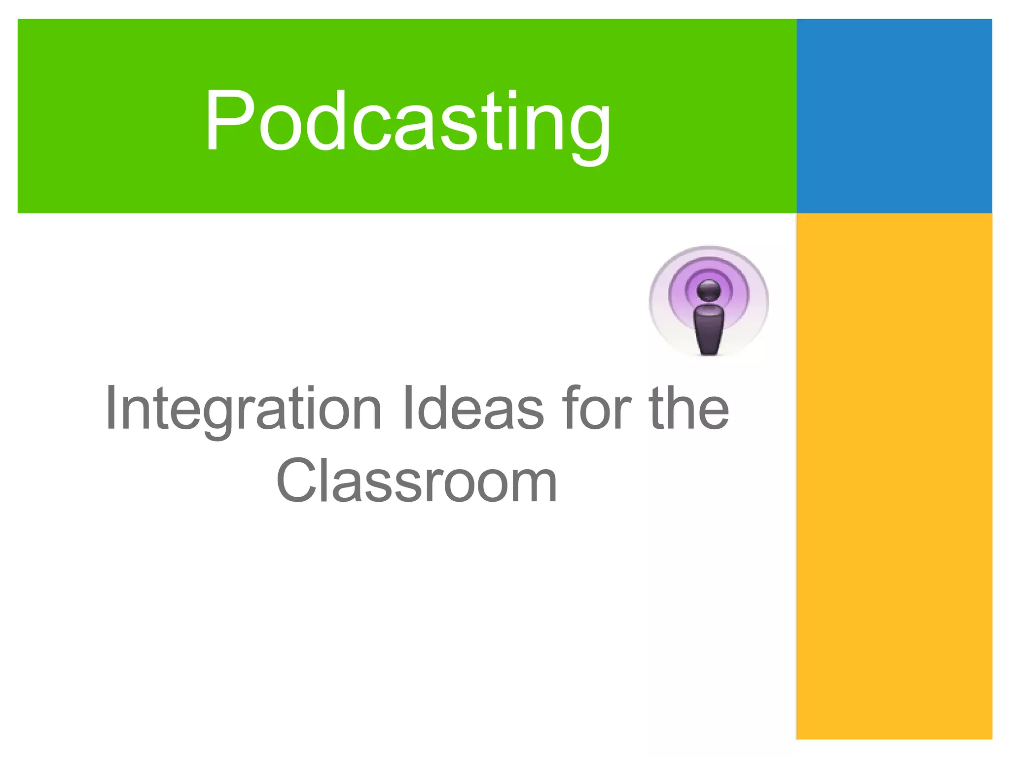 Podcasting: Integration Ideas for the Classroom | PPT