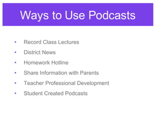 Podcasting: Integration Ideas for the Classroom | PPT