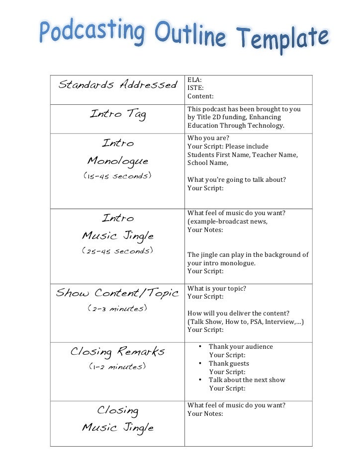 Podcasting Outlining Template Podcasting Outlining Template