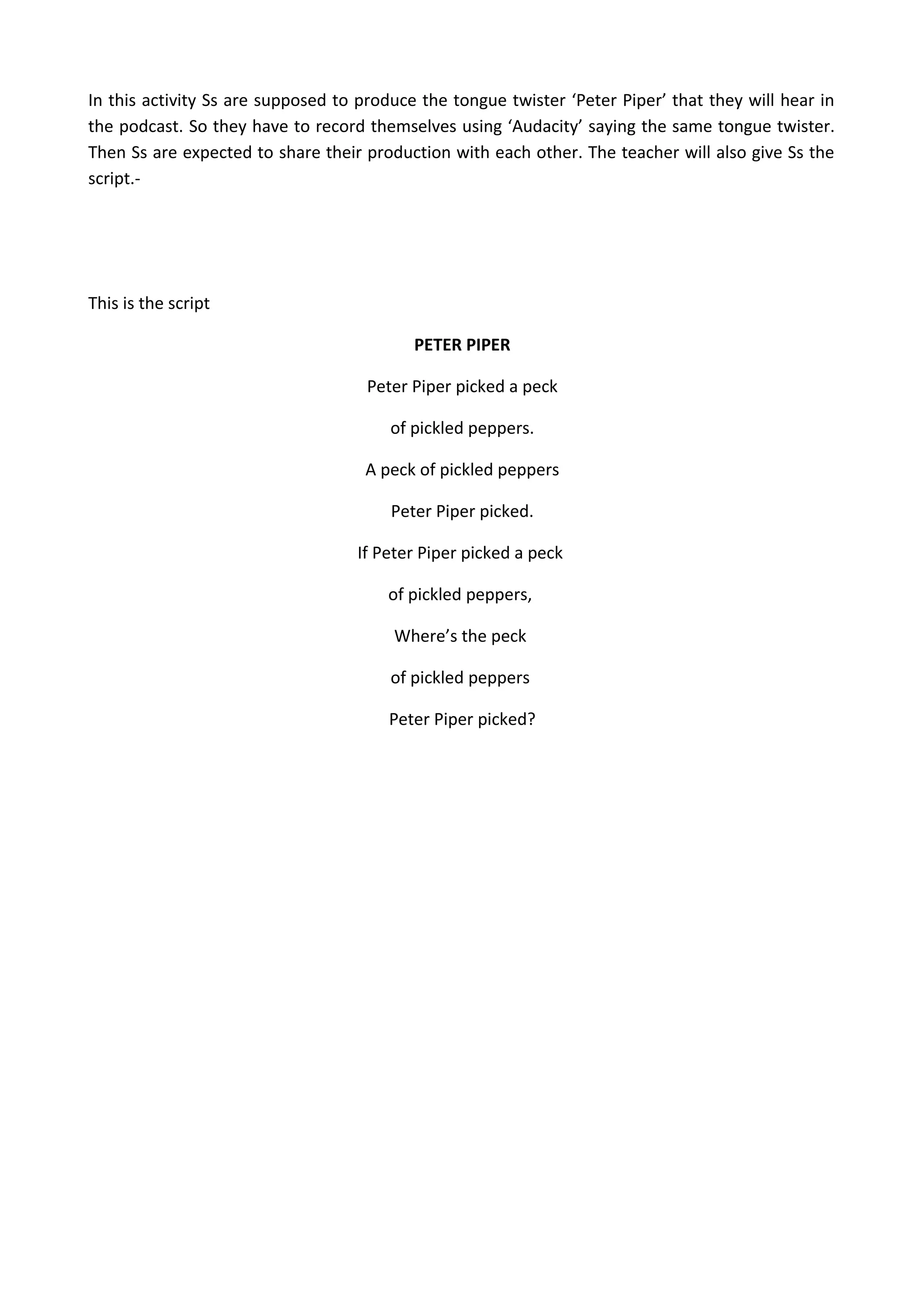 Podcast activity and script | DOC