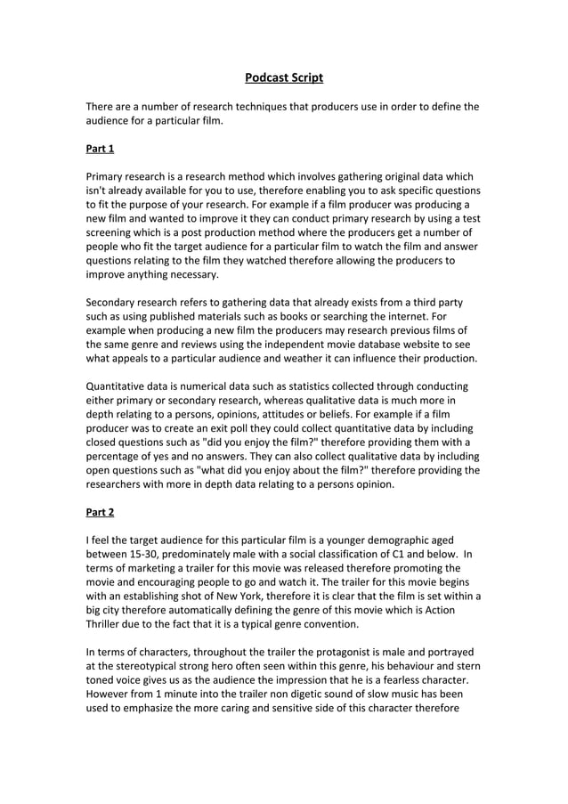 Podcast Script Podcast Script