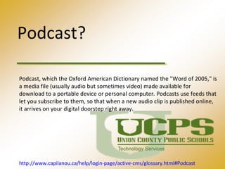 Podcast vodcast | PPS | Digital Audio | Computer Software and Applications