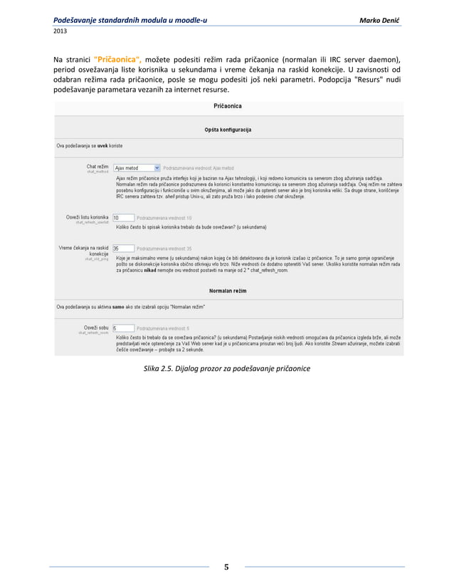 Podešavanja standardnih modula | PDF