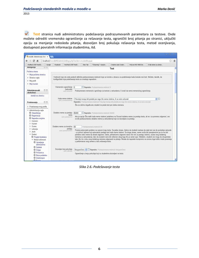 Podešavanja standardnih modula | PDF