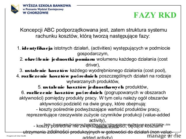 Podejście procesowe w zarządzaniu i system rachunku kosztów działań Podejście procesowe w zarządzaniu i system rachunku kosztów działań