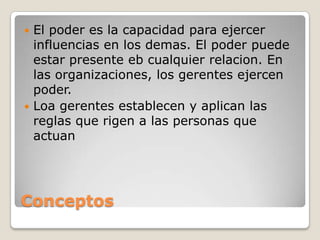 Poder, autoridad y delegación | PPTX