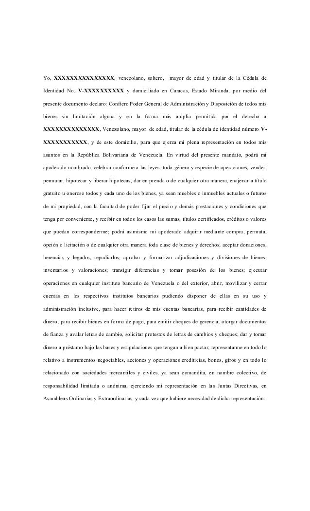 Formato Poder general Venezuela