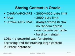 Oracle LOB Internals and Performance Tuning | PDF