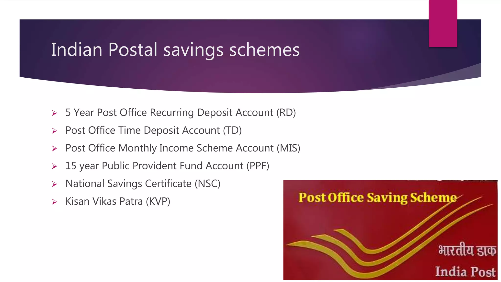 Indian Postal Schemes | PPTX