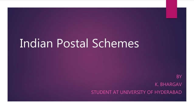 Indian Postal Schemes | PPTX