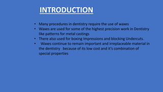 Inlay wax | Dentistry | PPTX