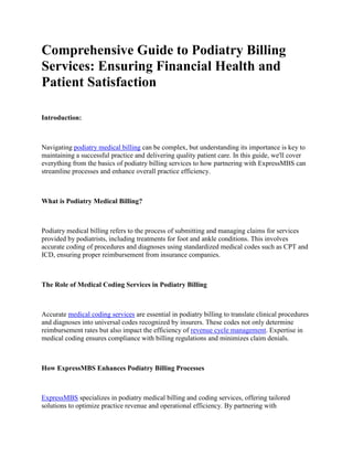 Comprehensive Guide to Podiatry Billing Services: Ensuring Financial ...