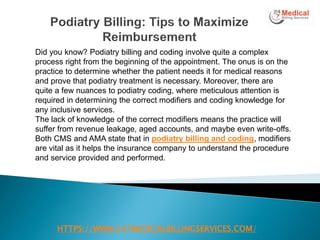 Podiatry Billing Tips to Maximize Reimbursement.pdf | Health Insurance ...