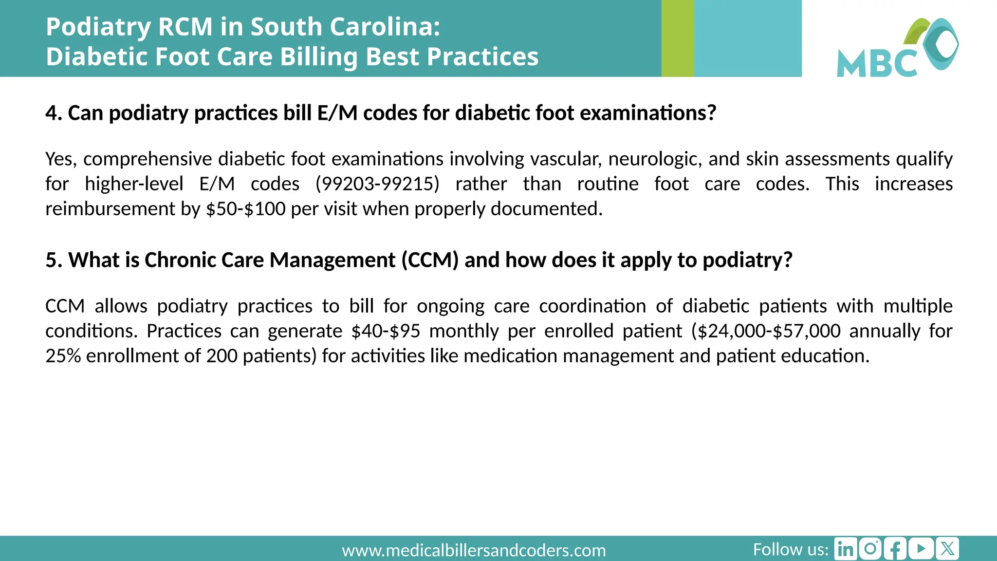Podiatry RCM in South Carolina: Diabetic Foot Care Billing Best ...