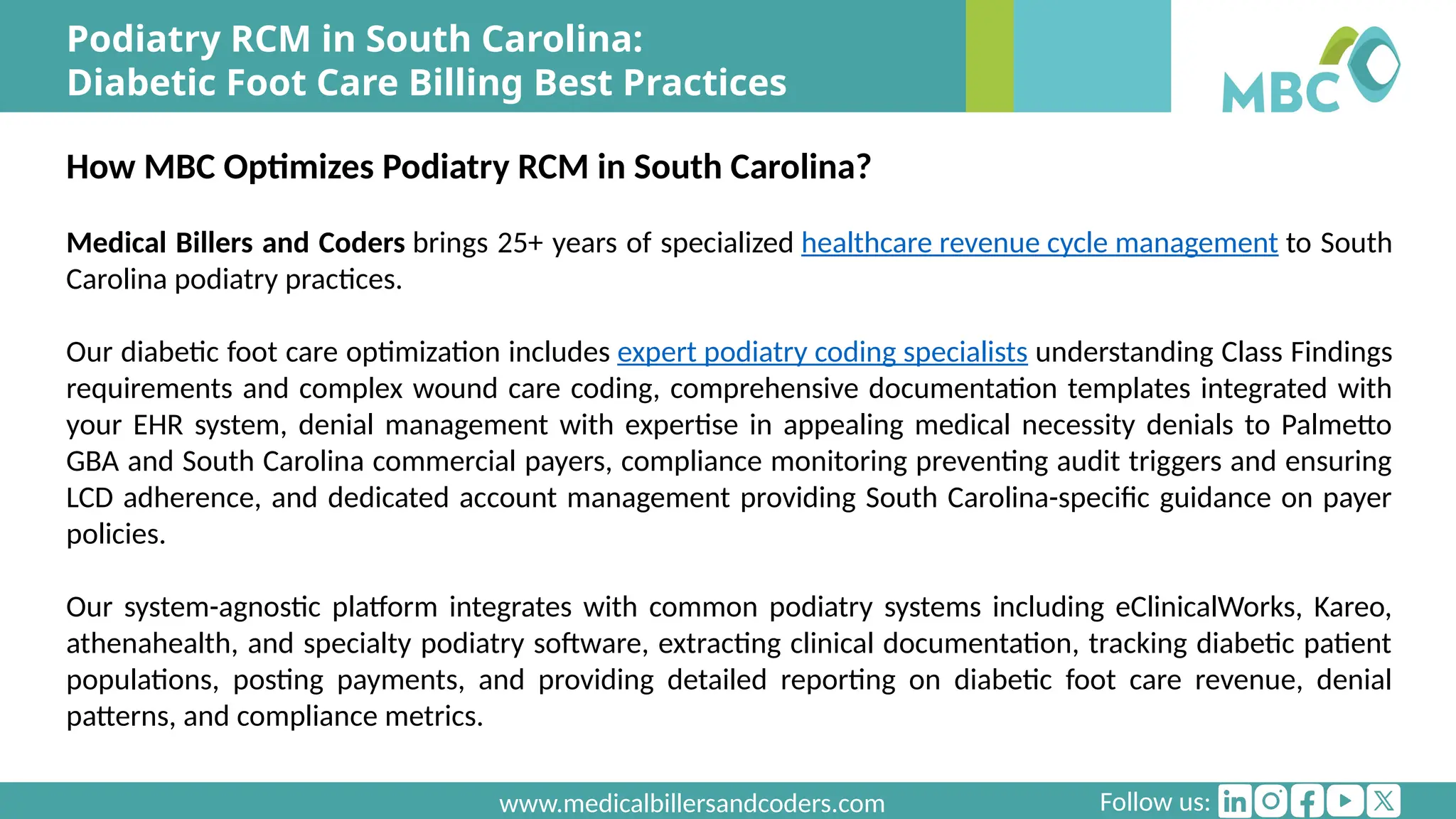 Podiatry RCM in South Carolina: Diabetic Foot Care Billing Best ...