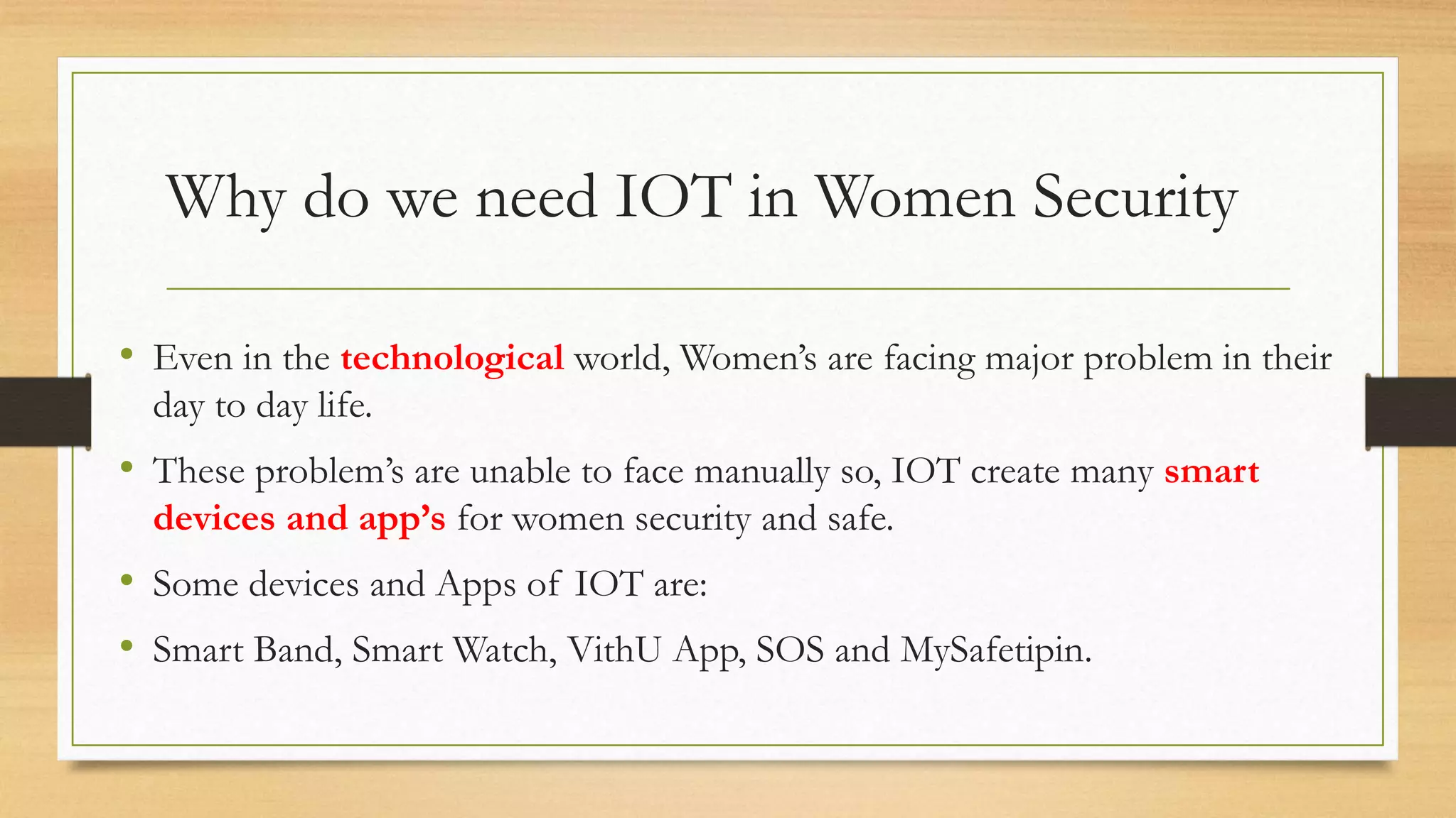 women security on IOT | PPTX