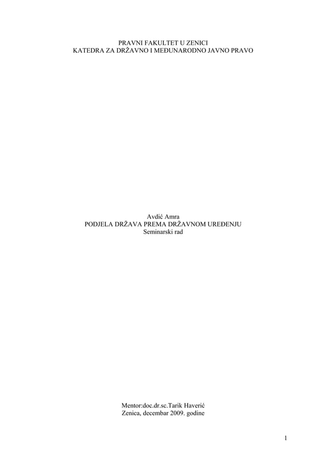 Podjela drzava prema drzavnom uredjenju ij | DOC | Educational Assessment | Education