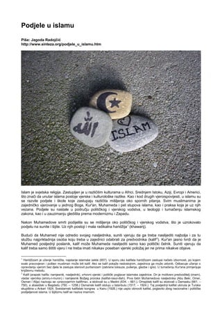 Podjele u islamu | DOC