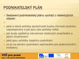 Podnikání, podnikatelský plán | PPT