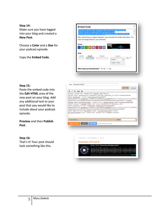 Podomatic Blogger directions | PDF