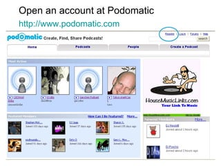 Podomatic - Create or upload audio files and post them to your blog | PPT | Digital Audio ...