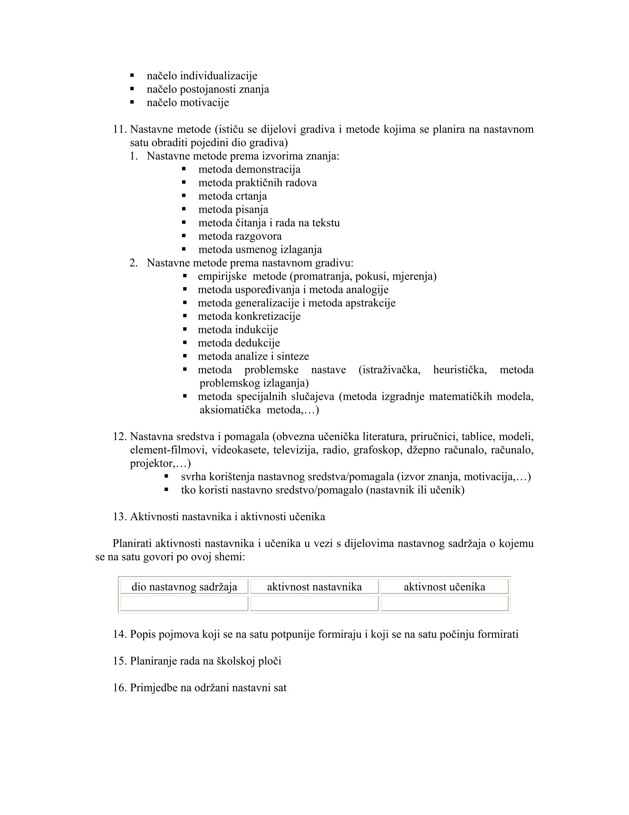 Podsjetnik priprema | PDF