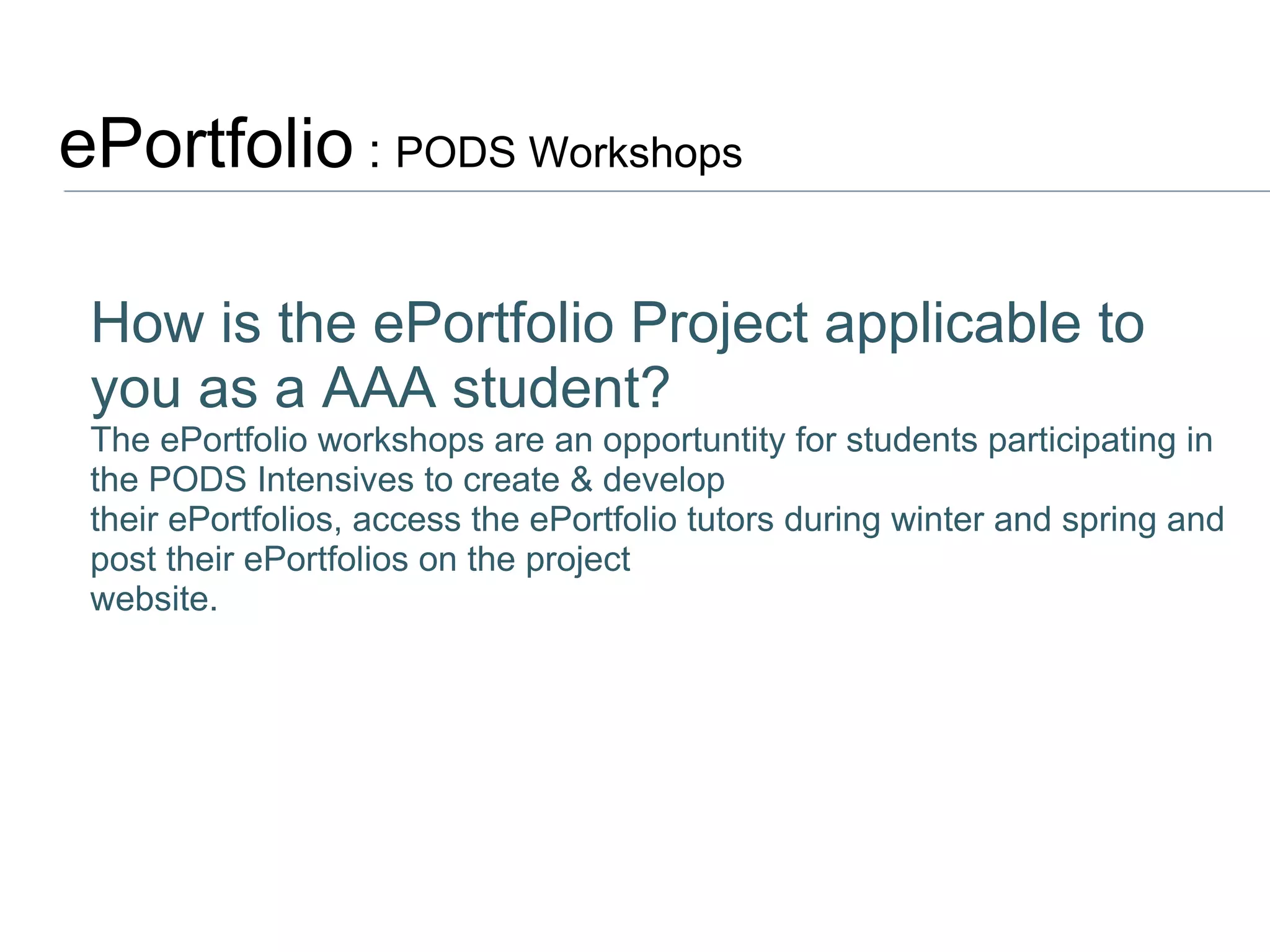 Pods Workshop (Project) | PPT