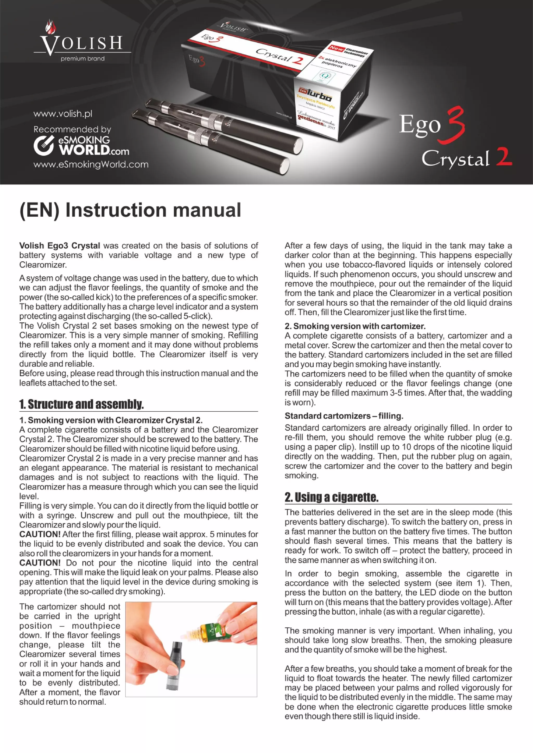 Instruction Manual for Volish Crystal 3 | PDF
